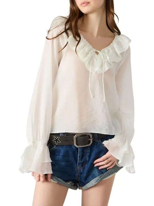 Steve Madden Hampton Ruffle Detail Top - Antique