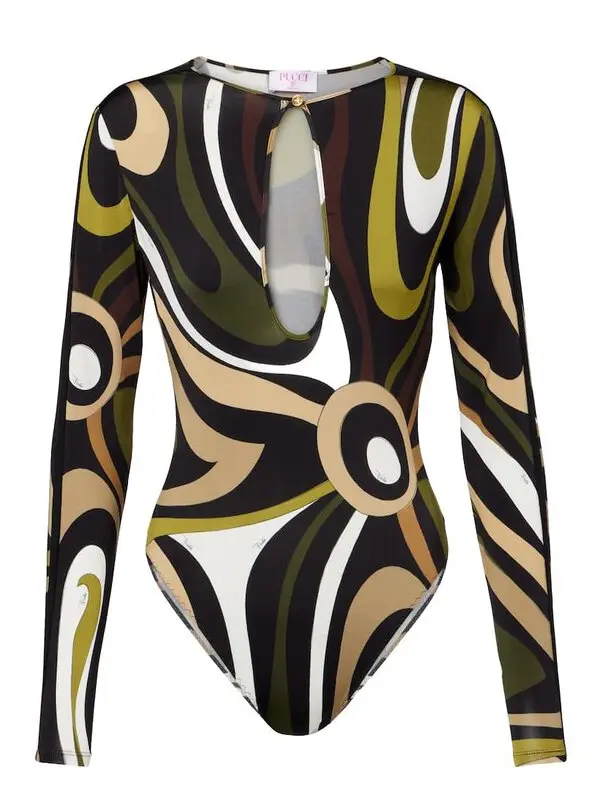 Emilio Pucci Marmo Printed Satin Bodysuit - Multicoloured