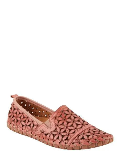 SPRING STEP SHOES Laser-cut Leather Flat - Salmon