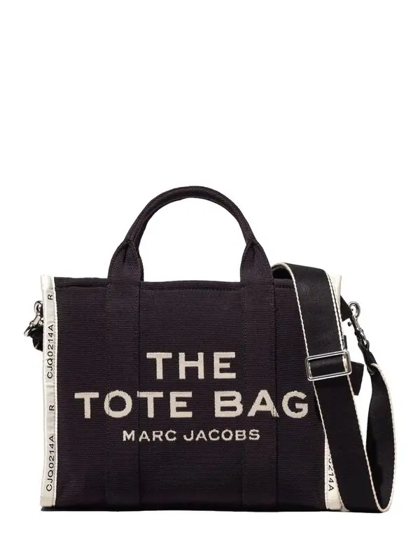 Marc Jacobs The Medium Tote Bag With Logo Embroidery - Black