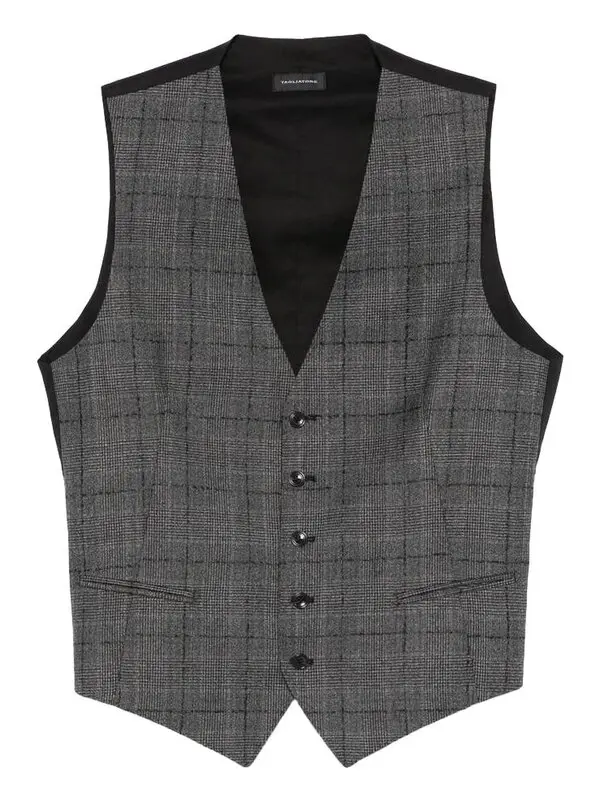Tagliatore Checked Waistcoat - Grey