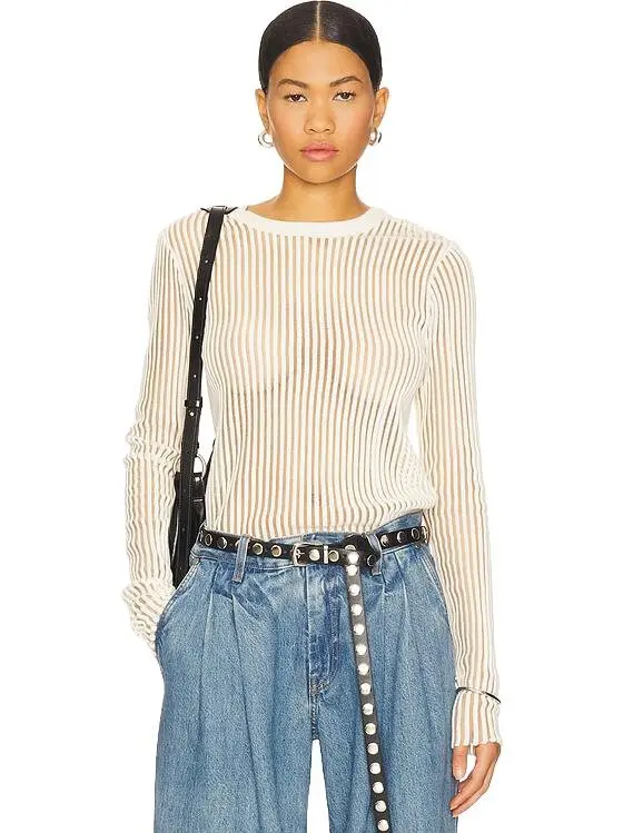 Helmut Lang Stripe Crew Top - Ivory