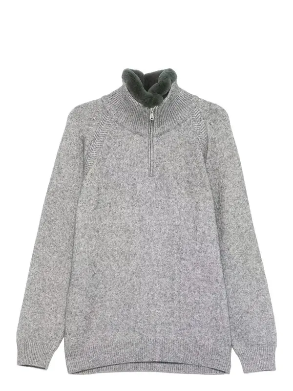 Brioni Detachable-collar Sweater - Grey