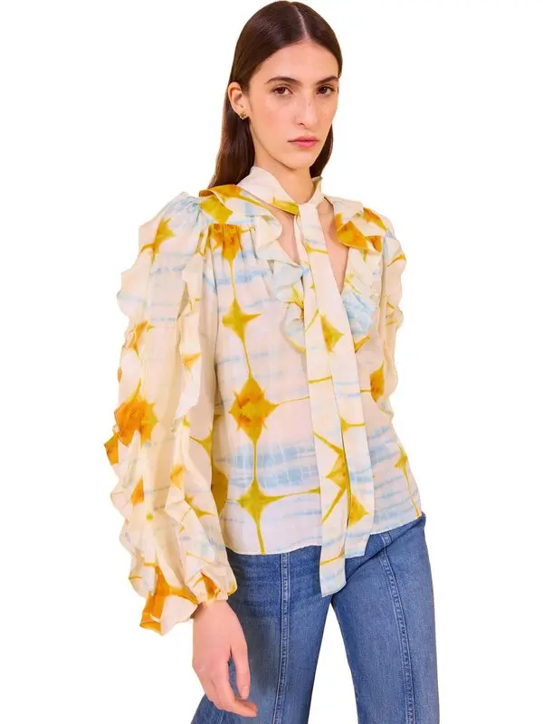 Ulla Johnson Abelie Necktie Long Sleeve Blouse - Dawn