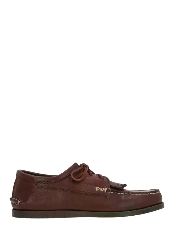 YUKETEN Italian Blucher Boat Shoes - Brown