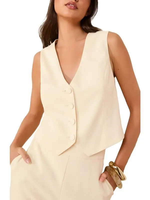 FRIENDS LIKE THESE Crosshatch Textured Vest - Cream