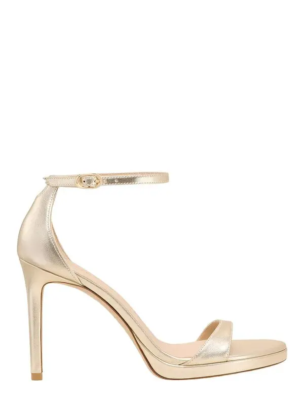 STUART WEITZMAN Nudist Metallic Ankle-wrap Platform Sandals - Light Gold