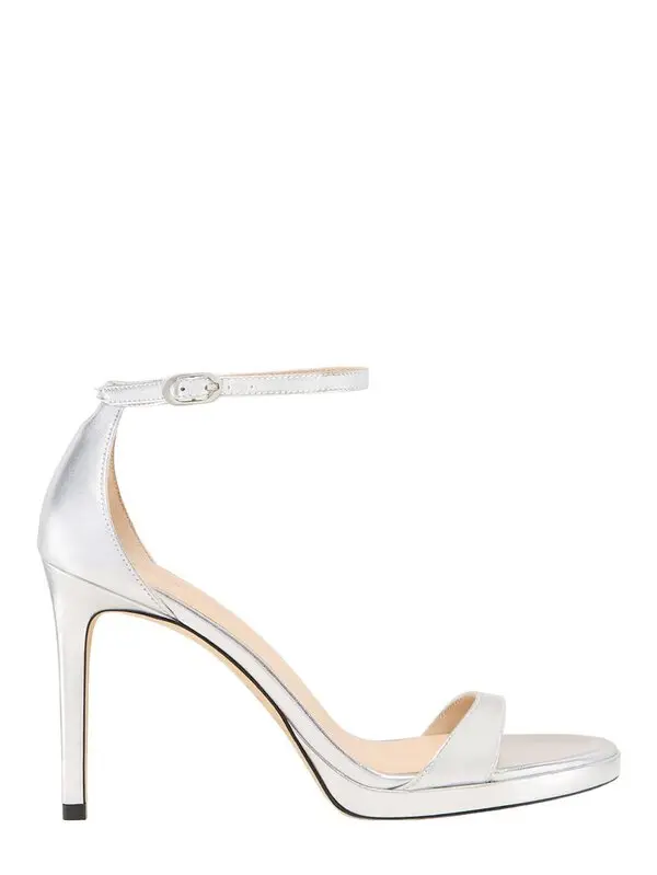 STUART WEITZMAN Nudist Metallic Ankle-wrap Platform Sandals - Silver