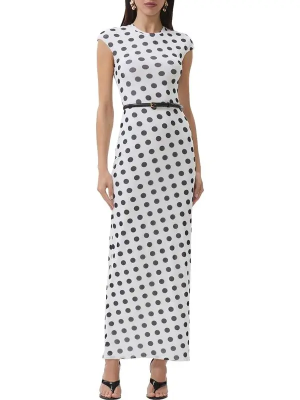 AFRM Cody Print Cap Sleeve Maxi Dress - Blanc Dot