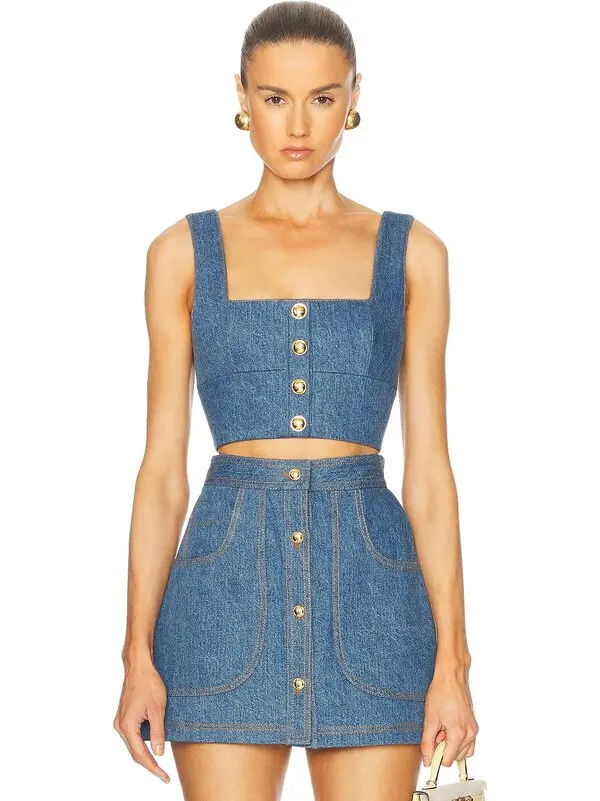 Adam Lippes Quinn Top - Stone Wash