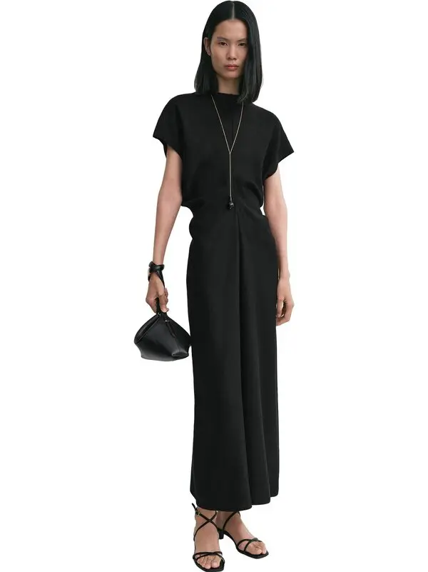 TOTÊME Slouch Waist Basketweave Dress - Black