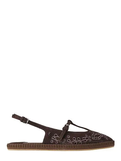 JIMMY CHOO Amiee Suede Flat Espadrilles - Chocolate