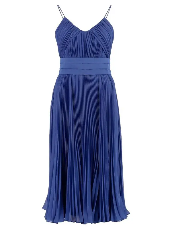 Max Mara Clarino Pleated Midi Dress - Blue