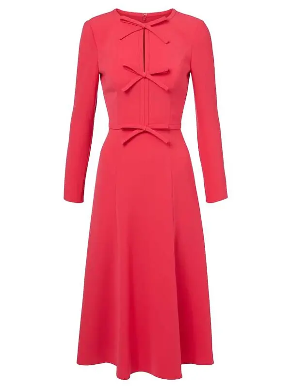 Carolina Herrera Bow-detail Crêpe Midi Dress - Pink