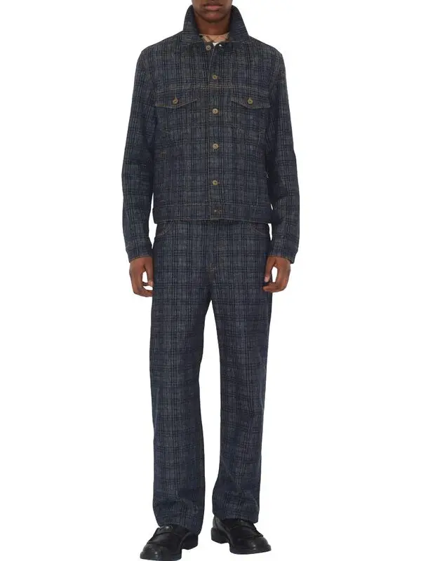 Burberry Loose Check Denim Jeans - Indigo Blue