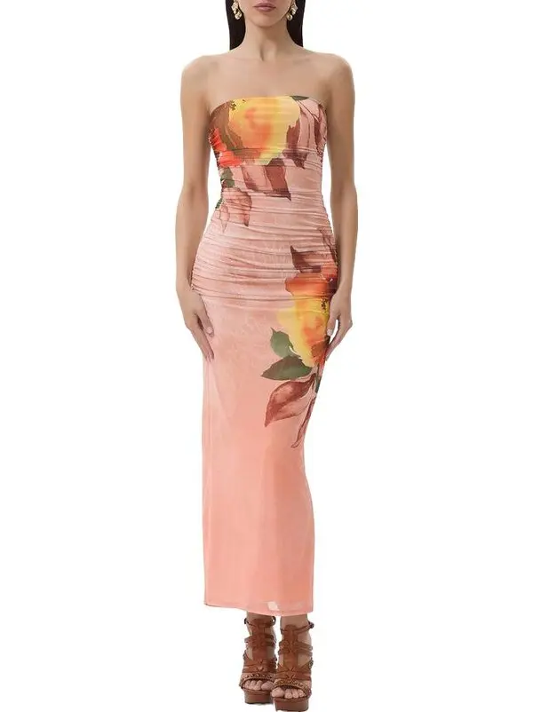 AFRM Marlo Strapless Mesh Maxi Dress - Snake Bloom
