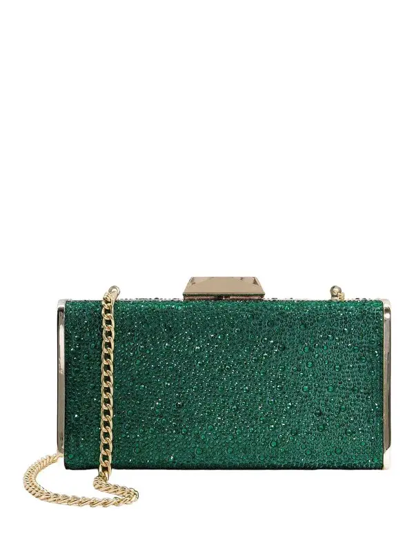 Dune London Frame Clutch With Chain Strap - Green