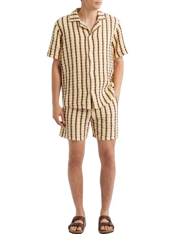Oas Porto Stripe Waffle Shorts - Tartufo