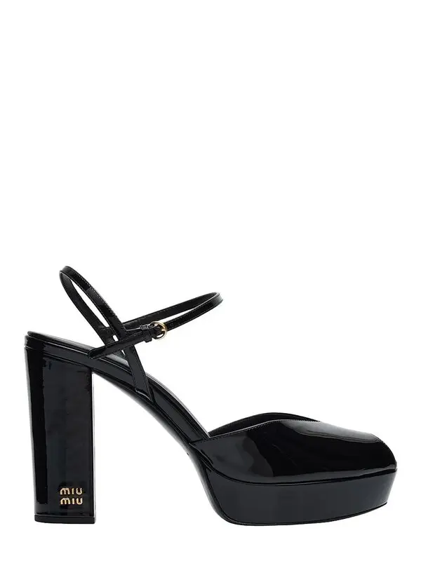 Miu Miu Patent Leather Platform Sandals - Nero