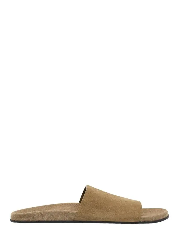 THE ROW Hugh Suede Flat Slide Sandals - Military