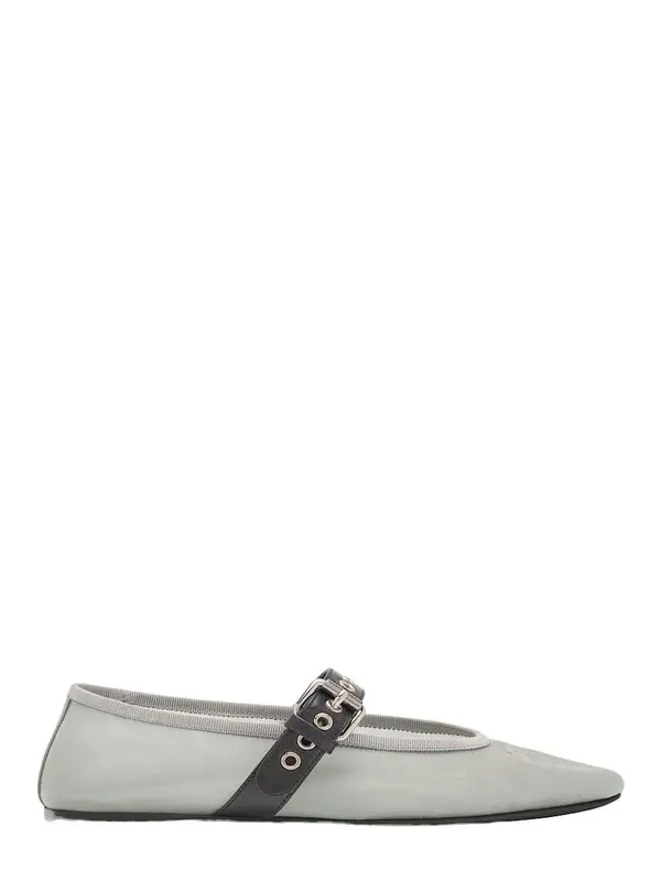 Miu Miu Mesh Buckle Mary Jane Ballerinas - Alluminio