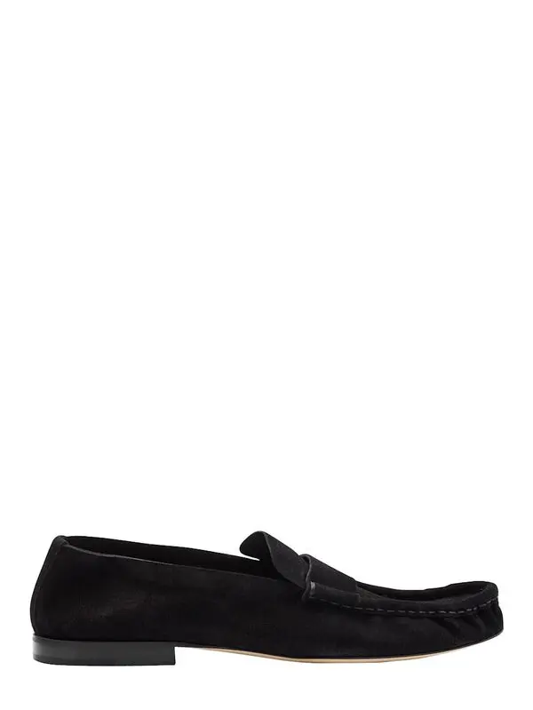 THE ROW Calf Suede Slip-on Loafers - Black