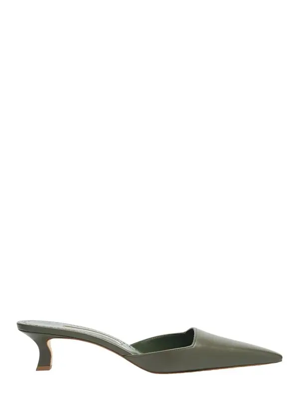 Manolo Blahnik Moiramu Leather Mules - Green