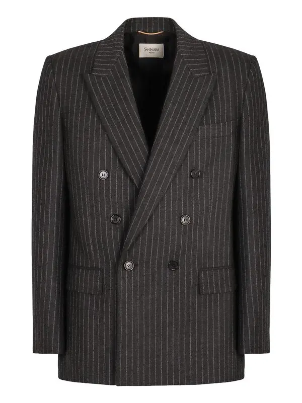 Saint Laurent Double-breasted Wool Jacket - Grey