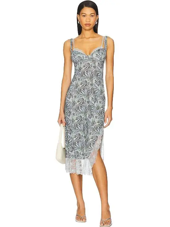 Free People X Intimately Fp Party Crasher Midi Slip Dress - Seafoam Combo