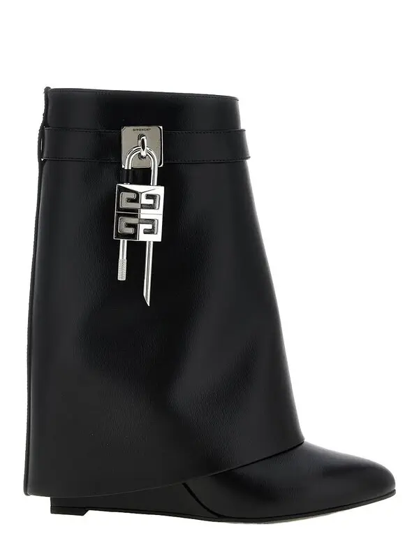 Givenchy Shark Lock 90 Leather Ankle Boots - Black