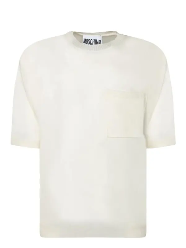 Moschino Short Sleeve Knitwear With Pocket - White