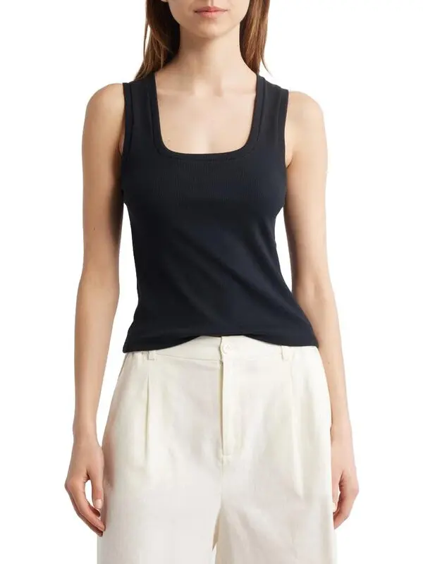 Rails Bobbie Rib Square Neck Tank - Black