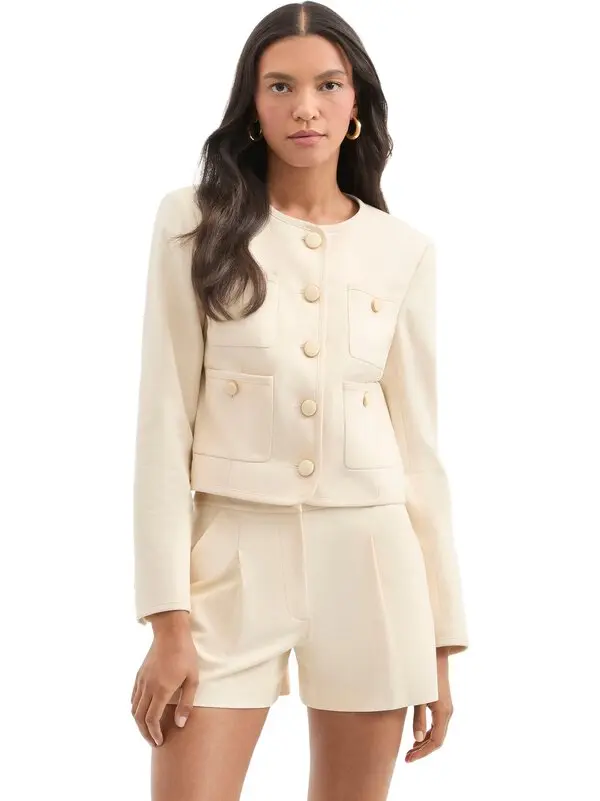 Veronica Beard Cirtane Collarless Jacket - Ecru