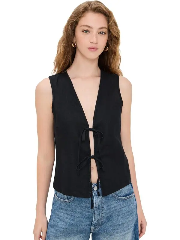Rails Oregon Linen Top - Black