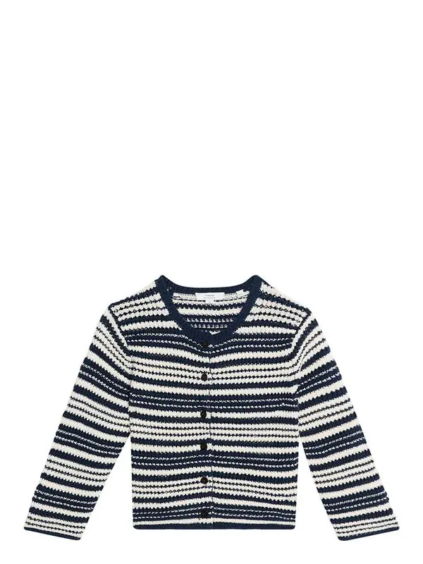Vince Textured Stripe Cardigan - Navyoff White