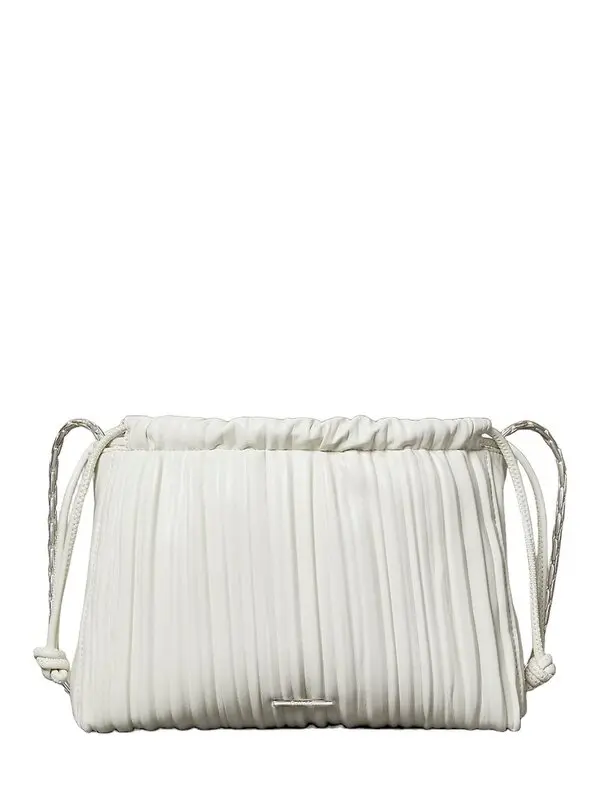 Calvin Klein Plisse Drawstring Crossbody Bag - Lily White