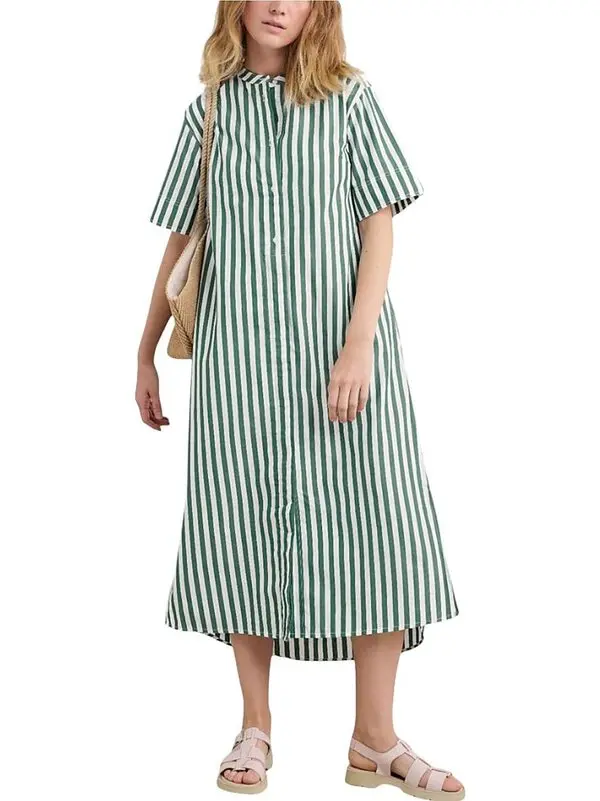 SEASALT CORNWALL Harbour Movement Stripe Shirt Dress - Mini Scallion Dark Forage
