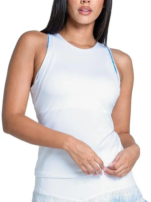 Lucky In Love Shibori Stripe Tank With Bra - White