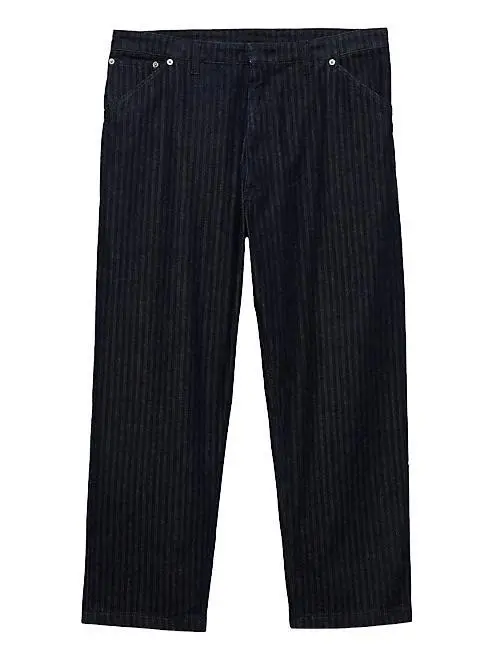 Prada Triangle-logo Wide-leg Chevron Denim Jeans - Blue