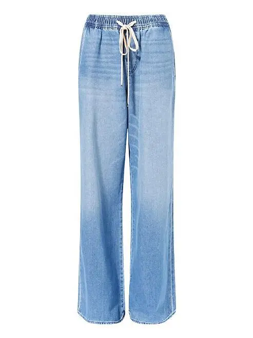 7 For All Mankind Pull On Wide-leg Denim-blend Trousers - Hilo