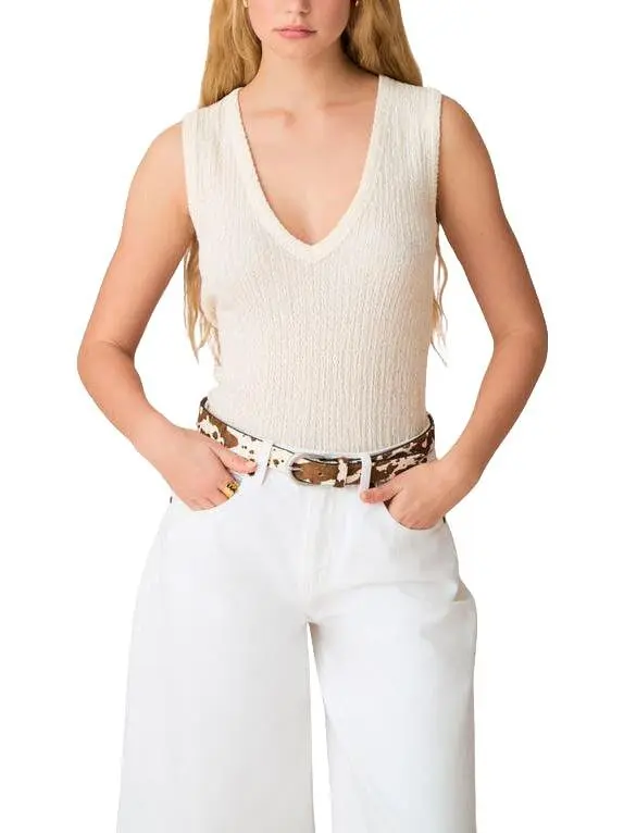 NEXT Textured V-neck Knit Shell - Neutral