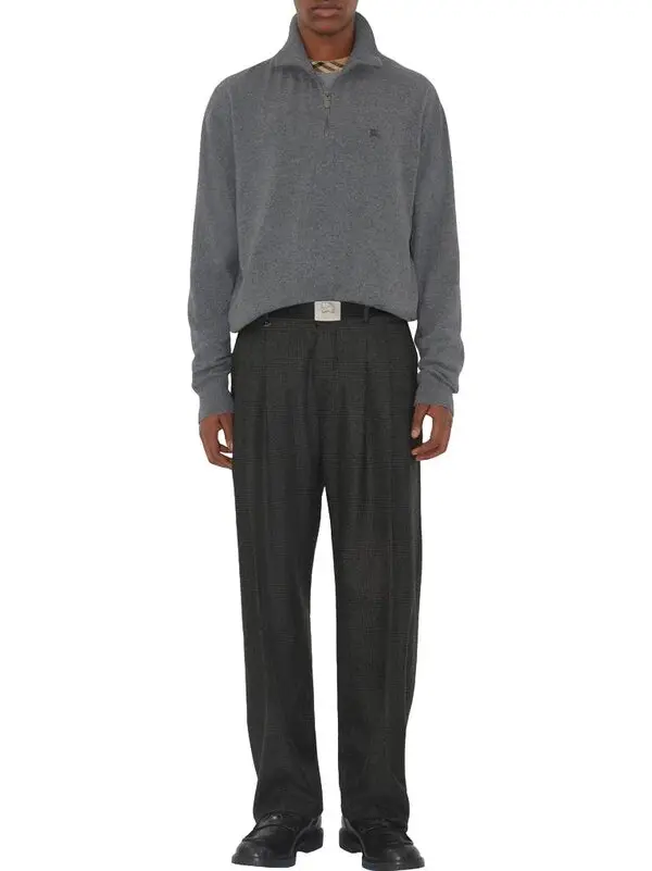 Burberry Cashmere Blend Half-zip Sweater - Grey