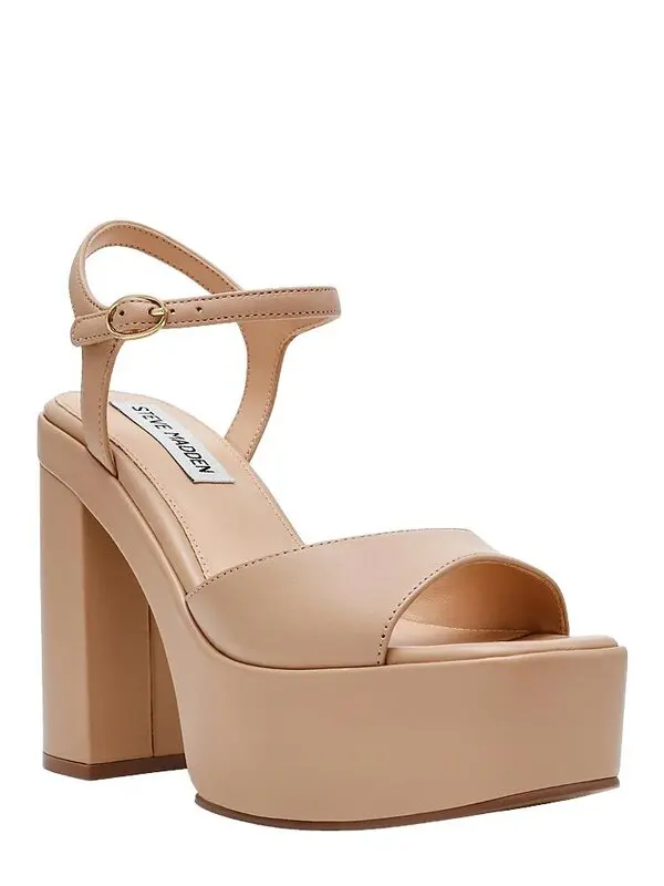Steve Madden Odina Platform Sandals - Tan Leather