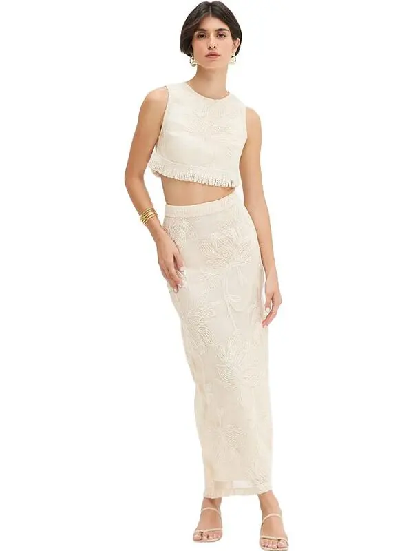 PatBO Joy Lace Midi Skirt - White