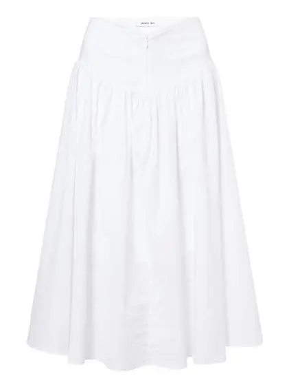 PEACHY DEN Woven Midi Skirt With Yoke Waist - Porcelain