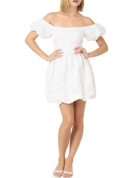 Astr The Label Floral Jacquard Mini Dress - White