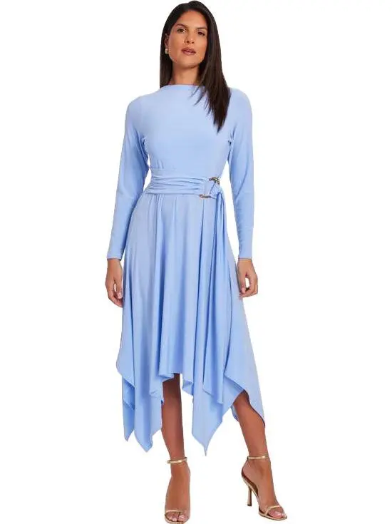 QUIZ Soft Touch Maxi Dress With Hanky Hem - Pale Blue