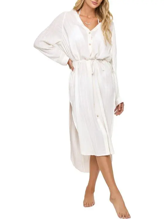 L*Space Yoli Long Sleeve Cover-up Shirtdress - Cream