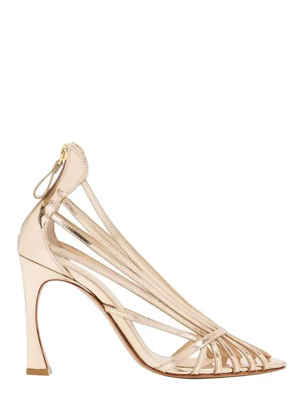 ALEXANDRE BIRMAN Fran Metallic Leather Sandals - Golden