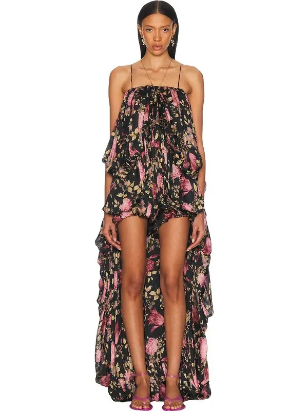Chloé Thin Strap Gathered High-low Jumpsuit - Black